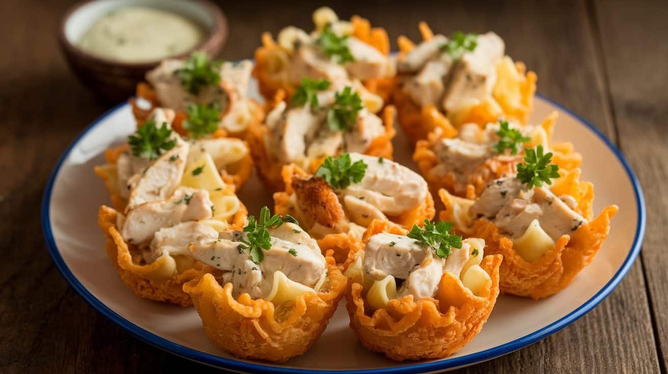 Savory Chicken Caesar Pasta Cups Recipe - Food Blasts