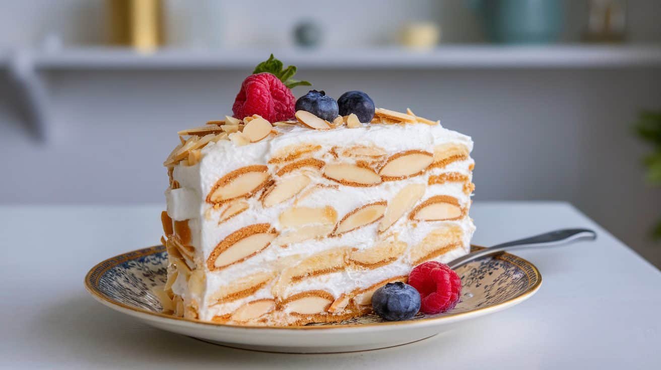 Creamy Almond Icebox Cake Recipe - Food Blasts
